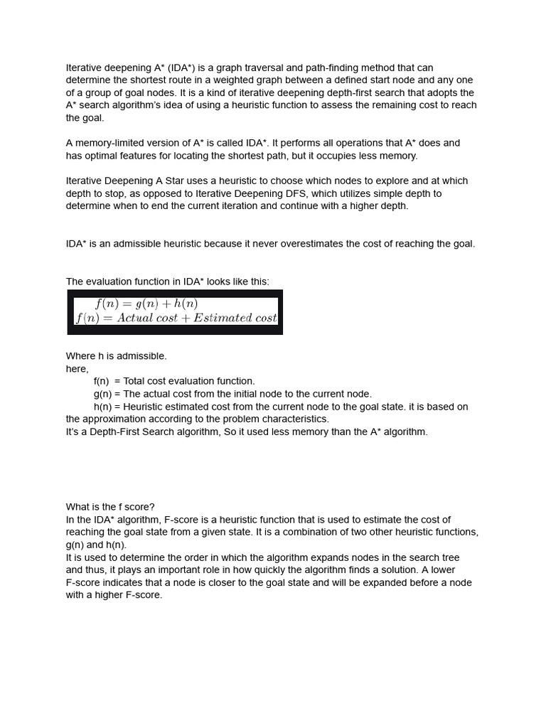 Iterative Deepening A | PDF | Algorithms | Algorithms And Data Structures