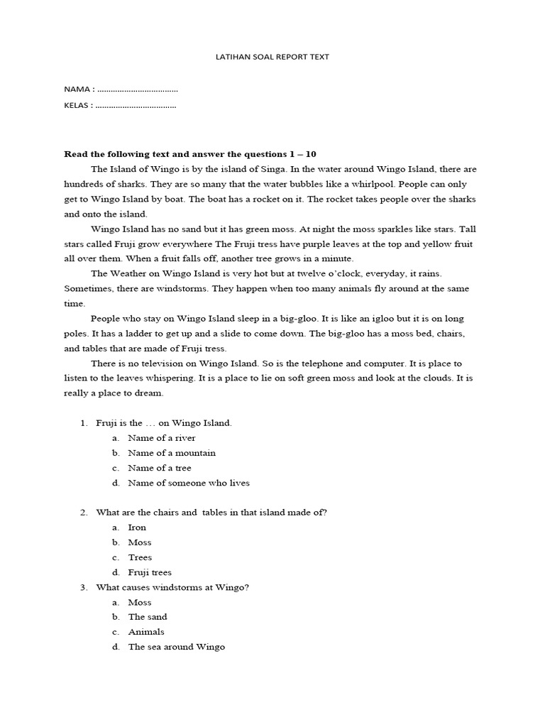 Latihan Soal Report Text Edit | PDF | Earth Sciences