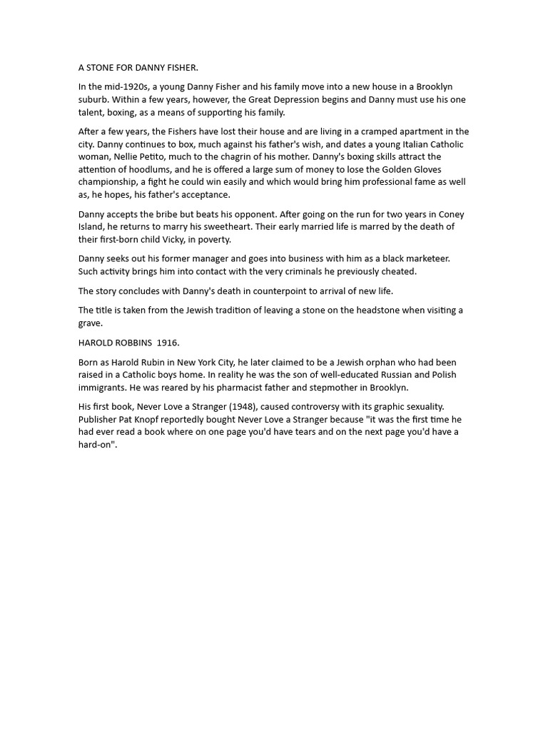 A Stone For Danny Fisher | PDF