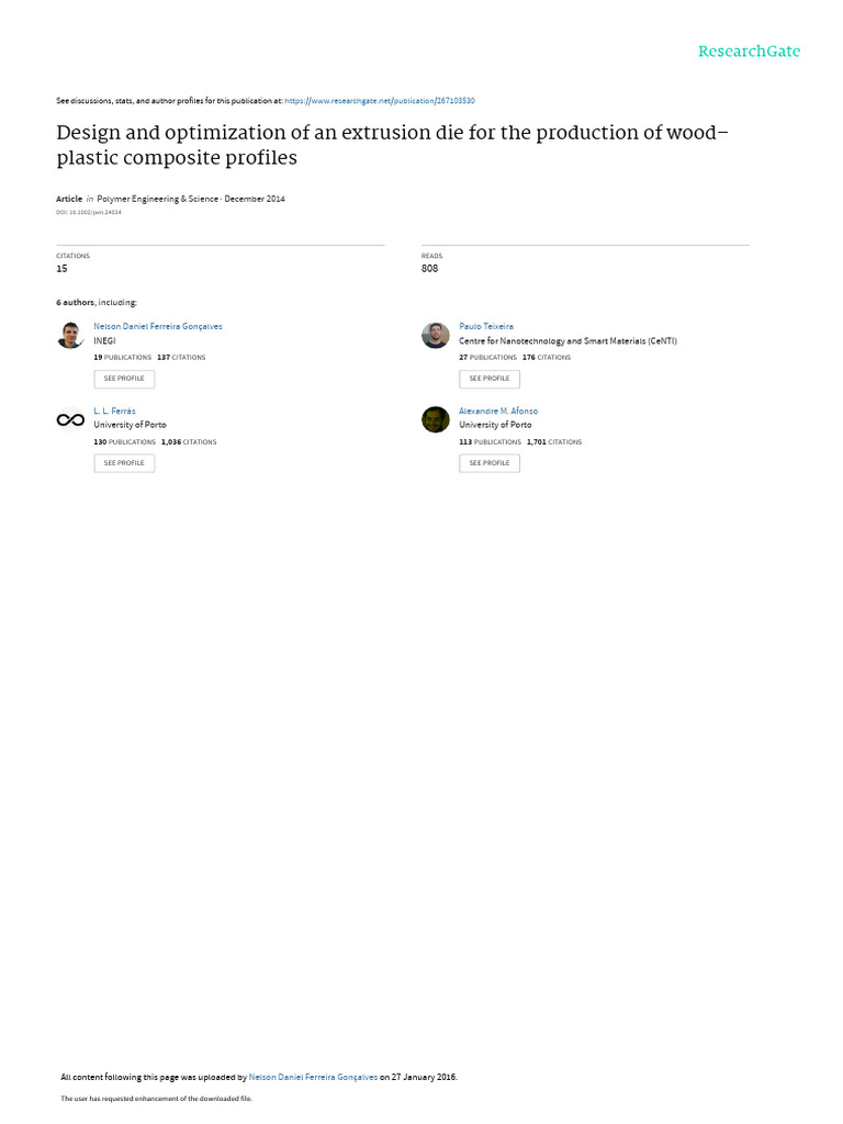 Diseño De Troquel De Extrusion Para Wpc Pdf Shear Stress Fluid