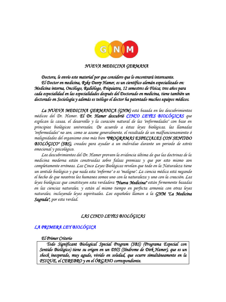 Nueva Medicina Germana | PDF | Cáncer | Cerebro
