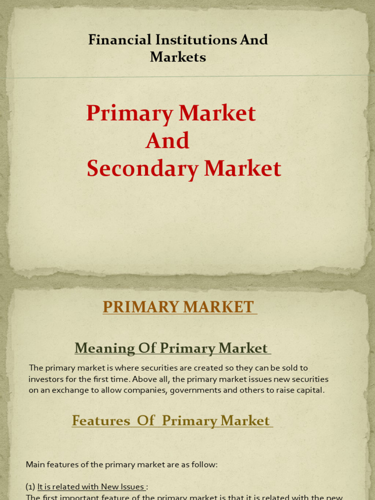 Finance (Primary and Secondary Market) | PDF | Stocks | Securities ...