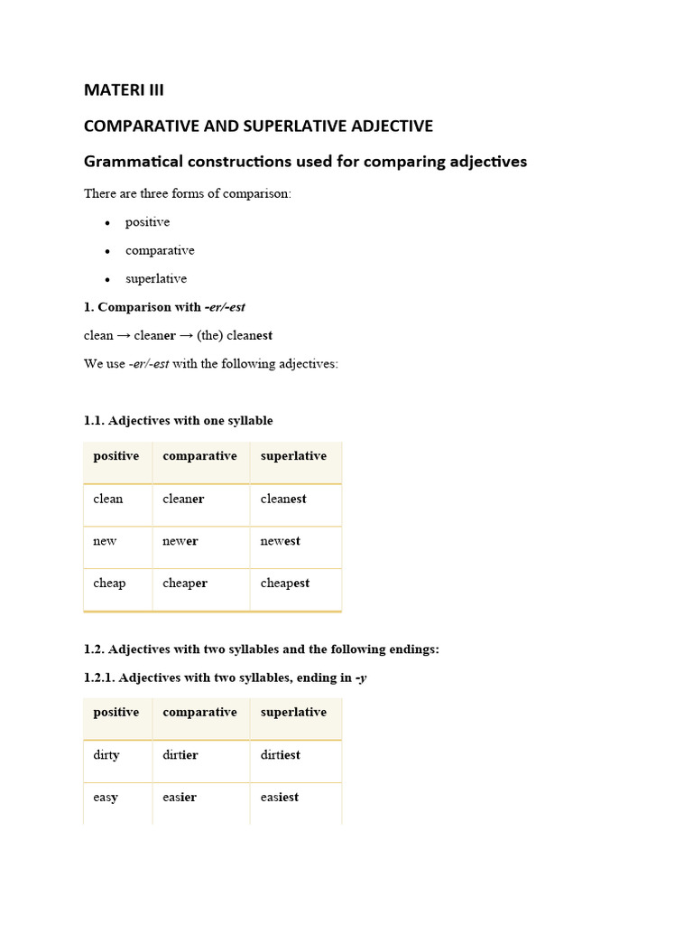 Comparative and Superlative Adjective | PDF | Adjective | Syntax Comparative and Superlative Adjective | PDF | Adjective | Syntax