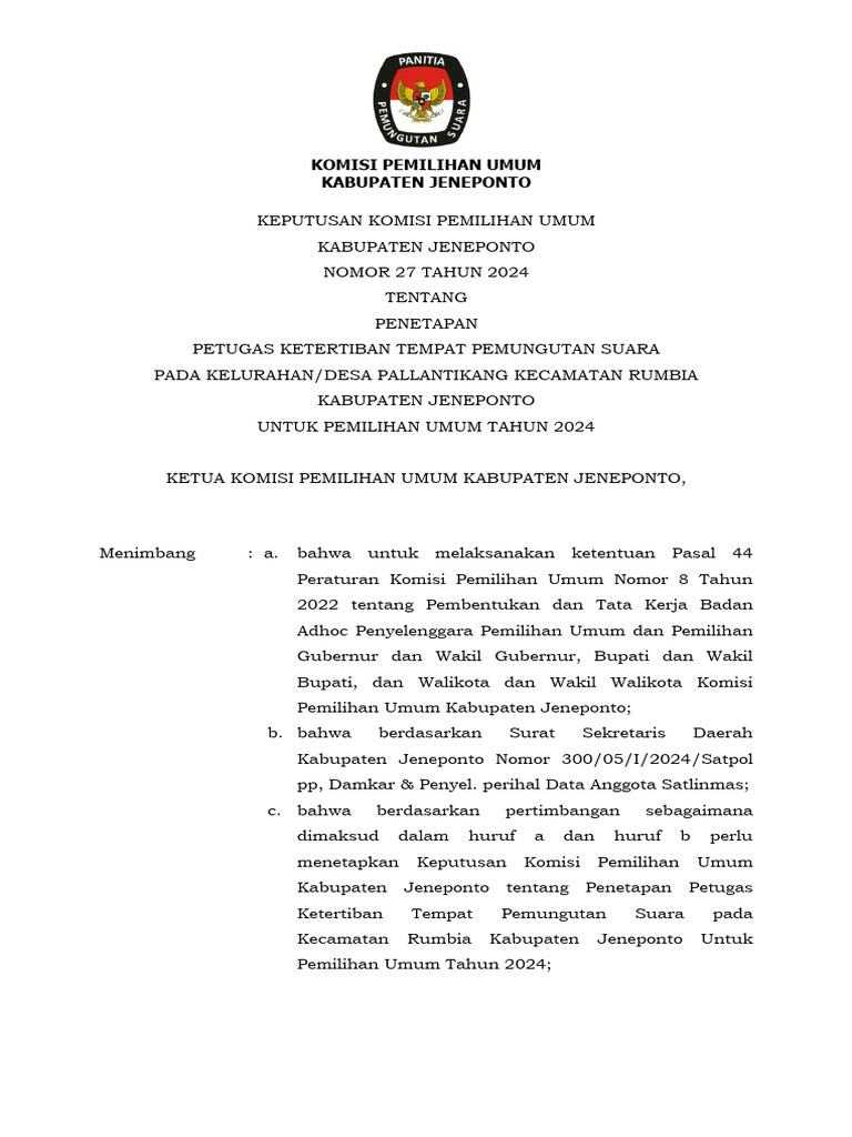 DRAFT SK PENETAPAN PAM TPS-Perbaikan | PDF