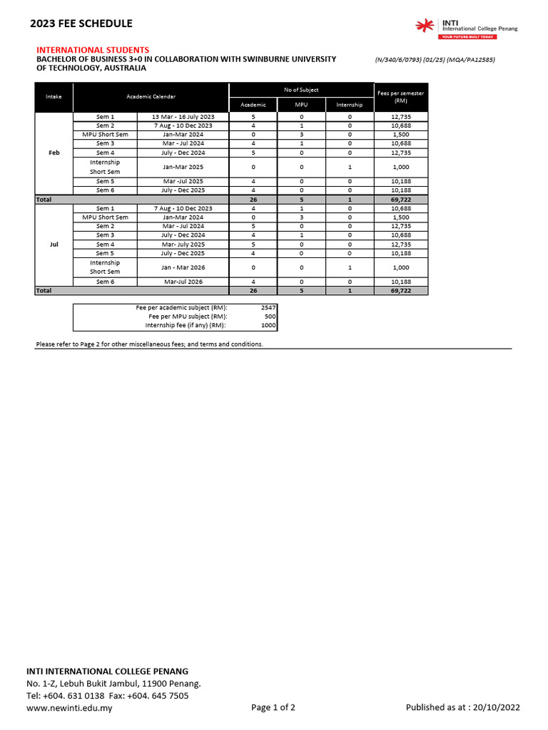 Intl Student Fees: Business Degree | PDF | Payments | Cheque