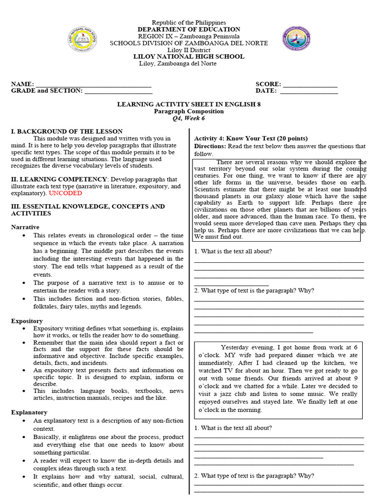 Las Module 6 | PDF | Language Arts & Discipline | General Fiction