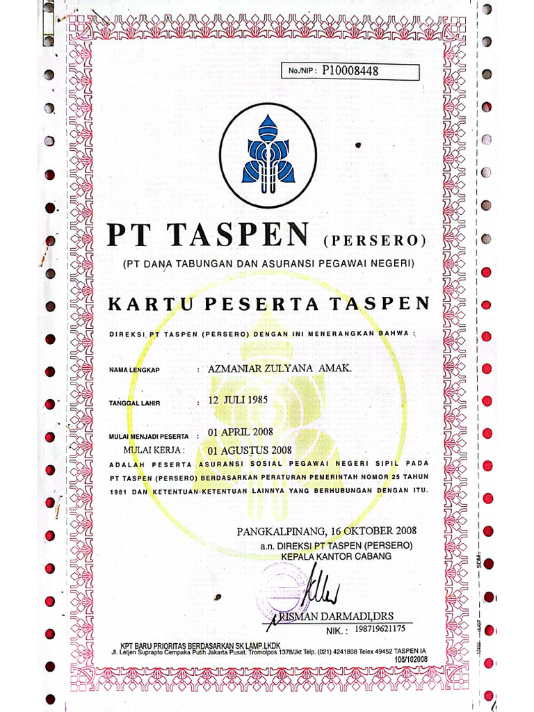 KARTU TASPEN | PDF
