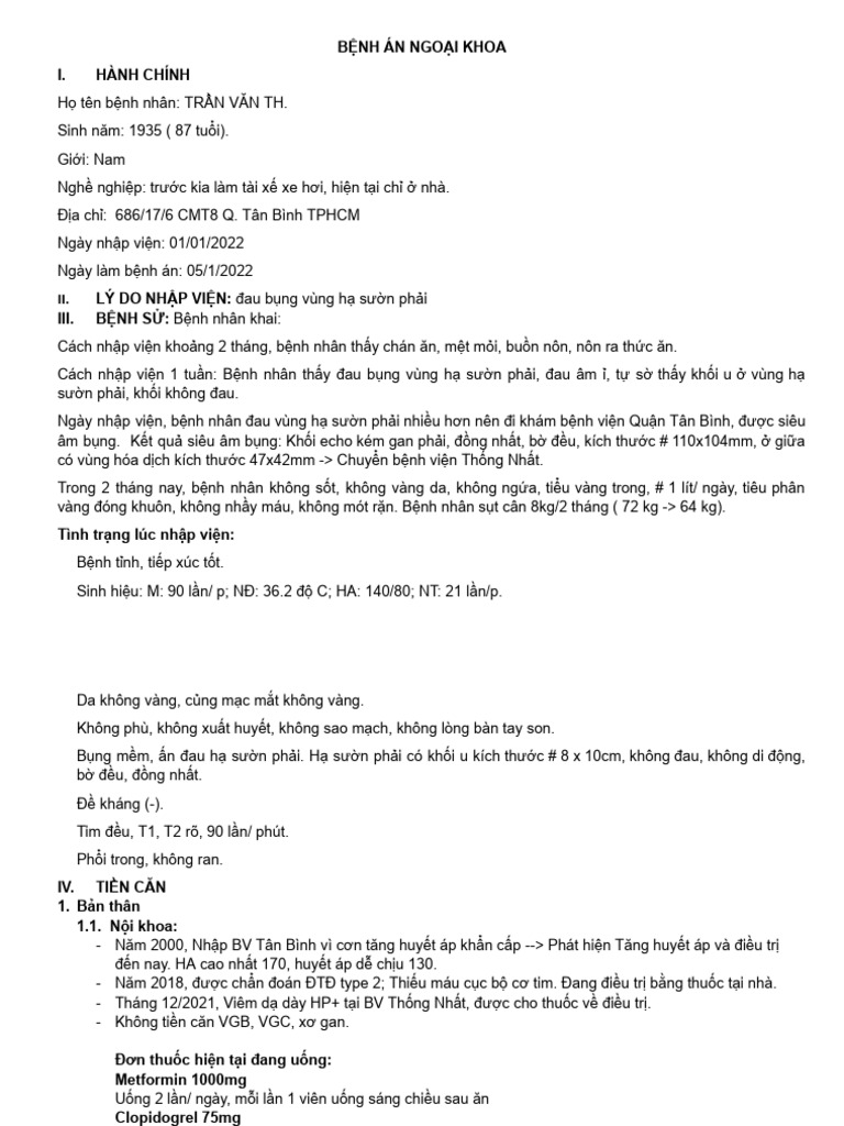 BỆNH ÁN K GAN | PDF