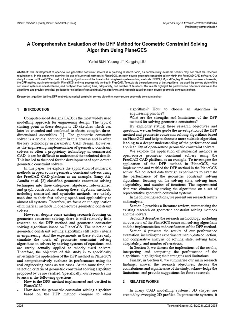 A Comprehensive Evaluation of The DFP Method For Geometric Constraint Solving Algorithm Using ...