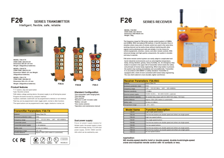 F26 Series Remote | PDF | Power Supply | Transmitter