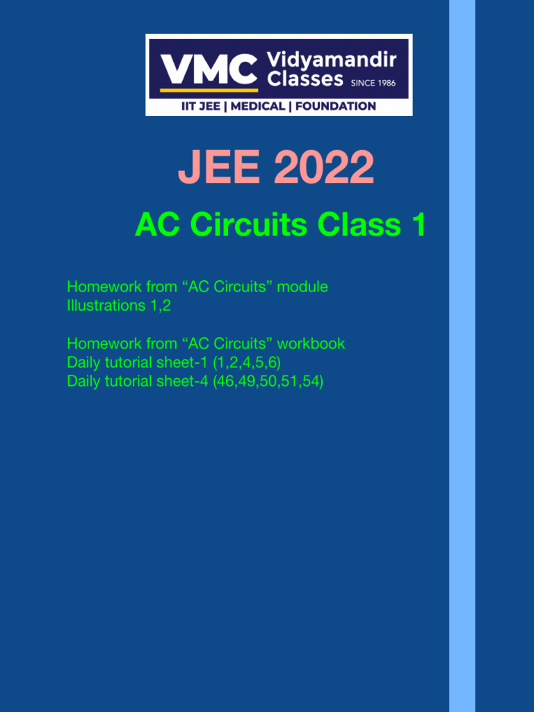 AC-Circuits Live Class-1 Teacher Notes | PDF | Alternating Current ...