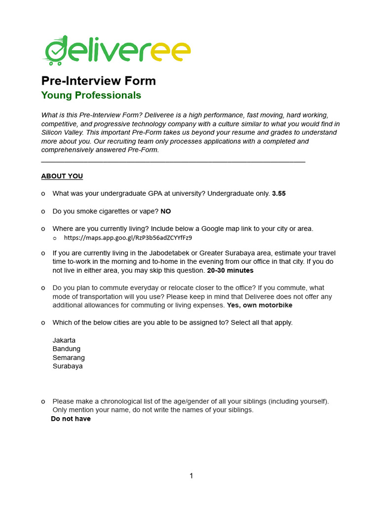 Pre-Interview Young Professionals | PDF | Goal | Business