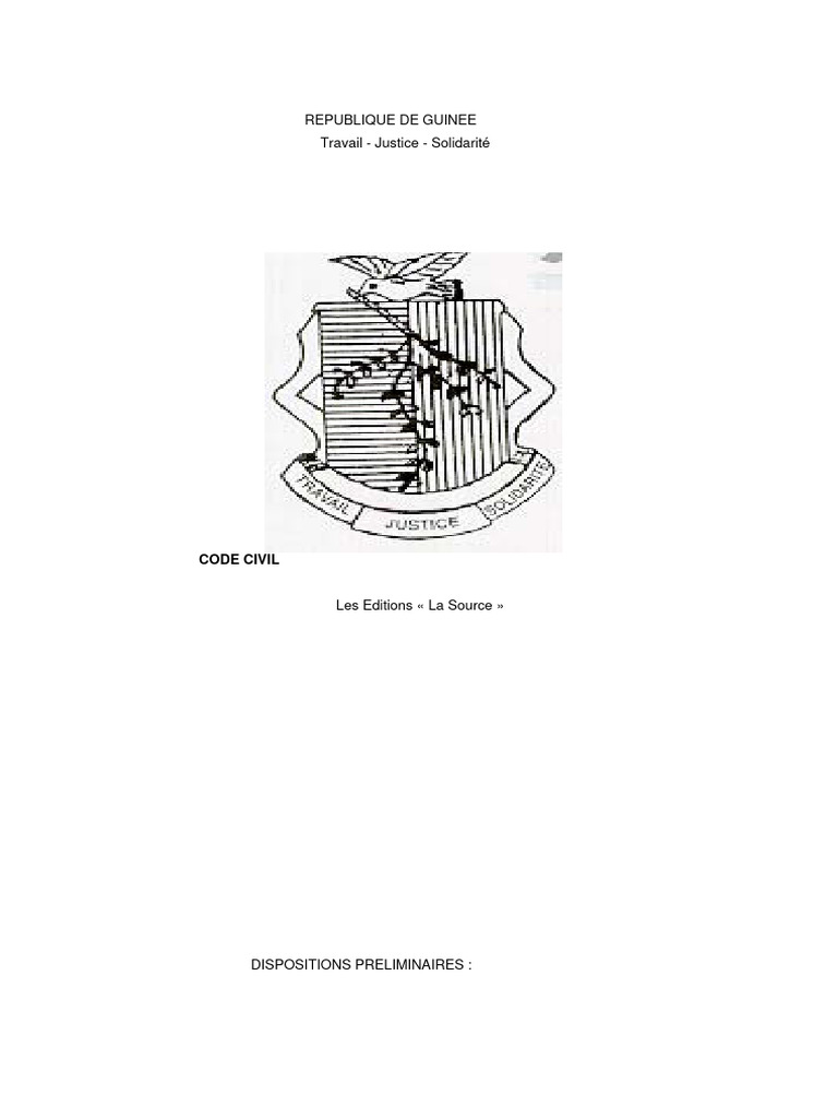 Code Civil de Guinée: Dispositions Clés | PDF | Guinée | Droit statutaire
