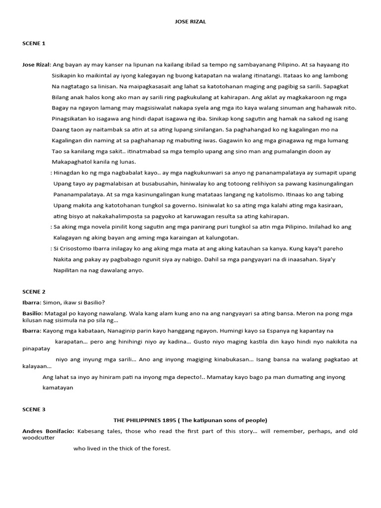 JOSE RIZAL SCRIPT | PDF