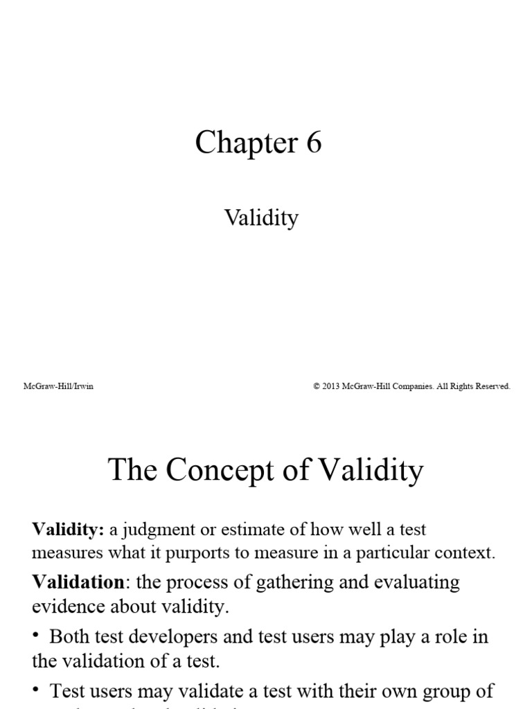 Chapter 6 Validity Pdf Validity Statistics Psychology