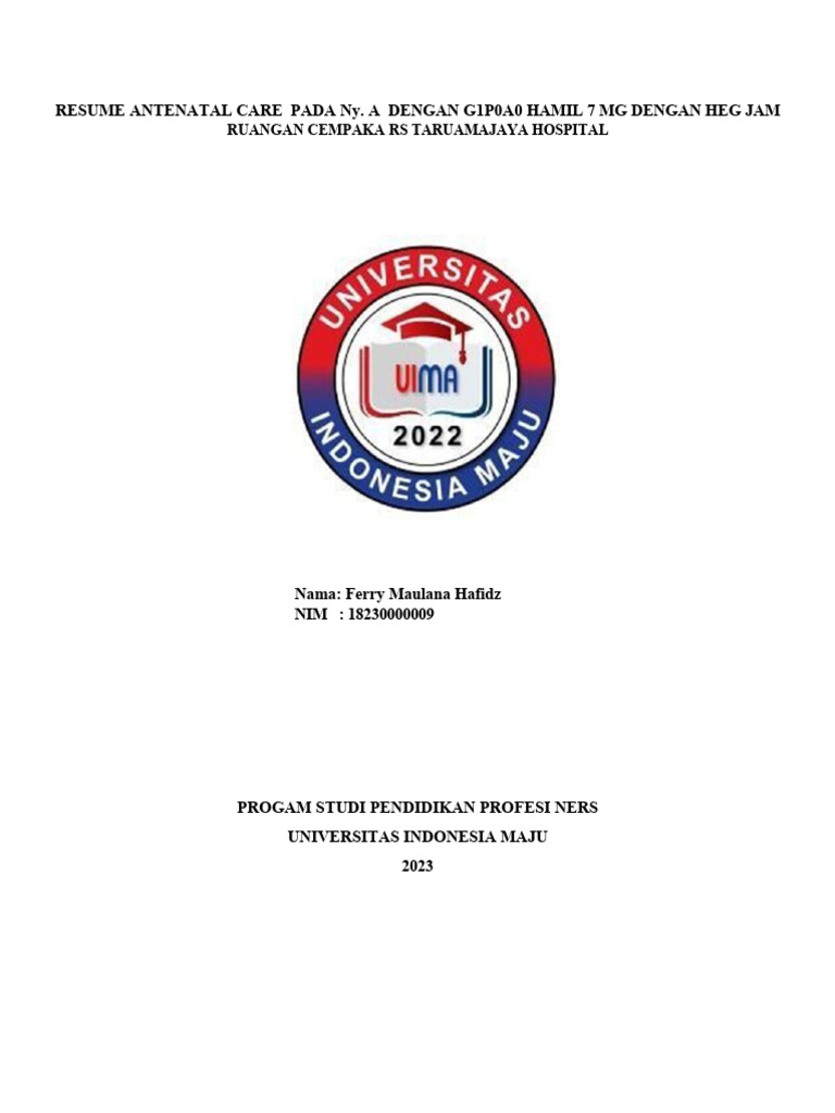 1.resume Antenatal Care Heg | PDF | Pengembangan Diri | Kesehatan Holistik