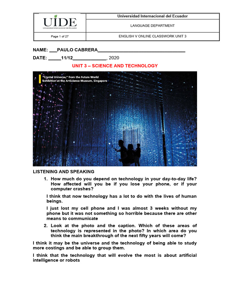 Unit 3 - SCIENCE AND TECHNOLOGY | PDF | English Language | Grammar