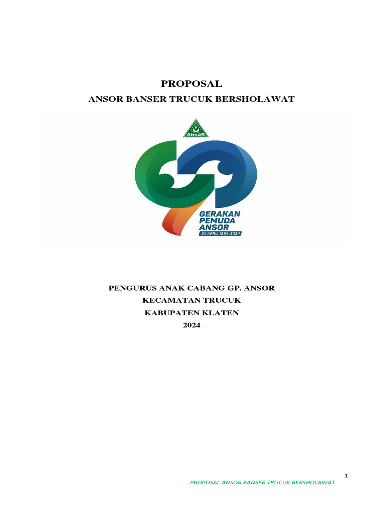 Proposal - Ansor Trucuk Bersholawat 2024 - Harlah GP - Ansor | PDF