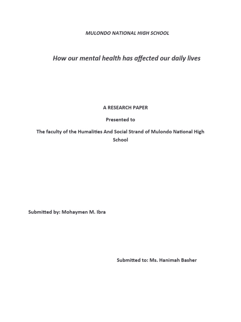 Creative Writing Research | PDF | Mental Disorder | Mental Health