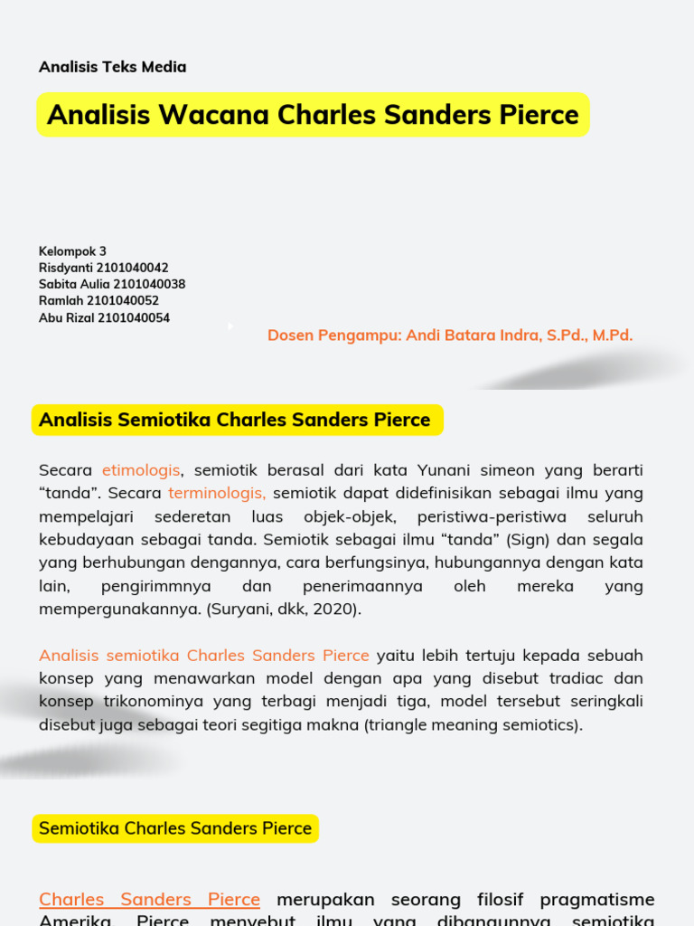 Analisis Semiotika Charles Sanders Pierce | PDF