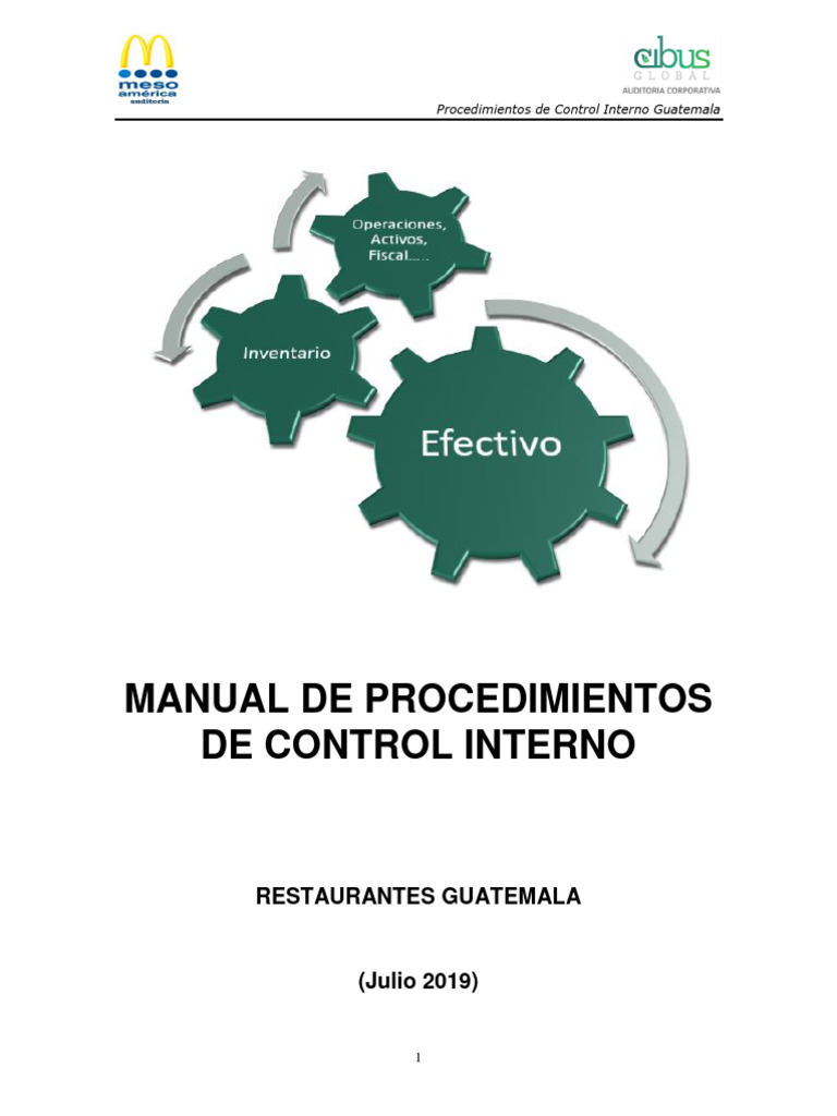 MANUAL DE CONTROL INTERNO -Actualizado Julio 2019- | PDF | Tarjeta de ...