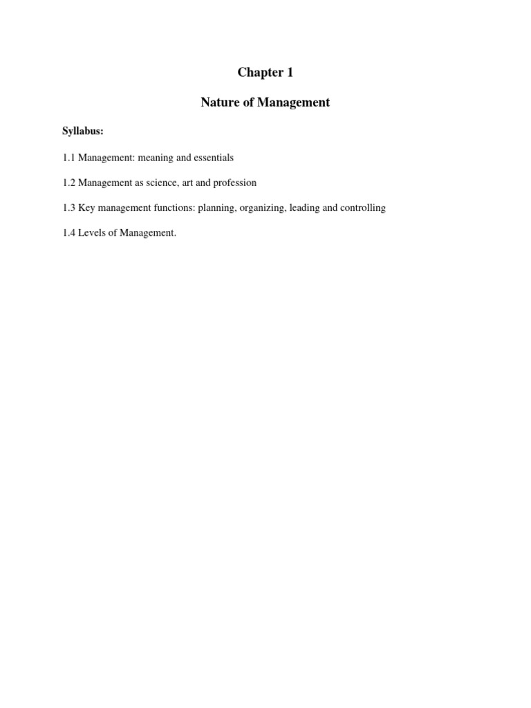 Chapter 1 Concept of Management | PDF | Science | Profession