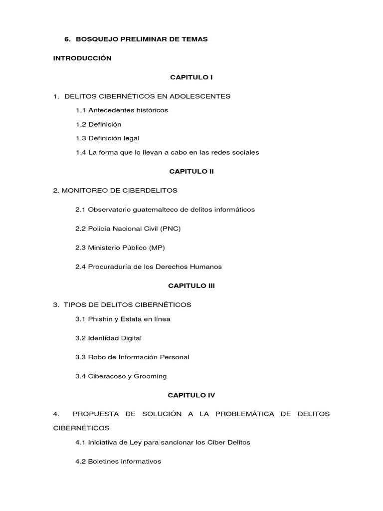 Bosquejo Preliminar de Temas | PDF