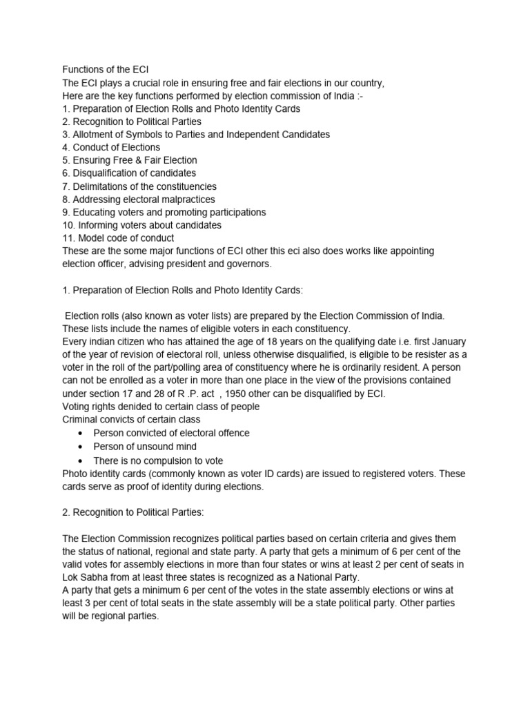 ECI | PDF | Elections | Voting
