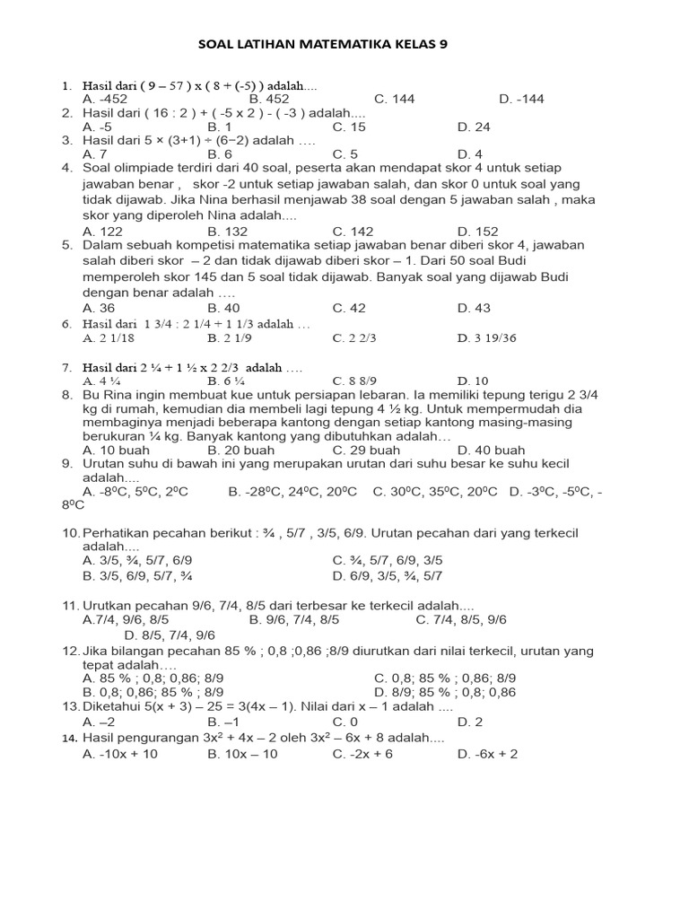 Soal Latihan Matematika Kelas 2 | PDF | Griya & Taman