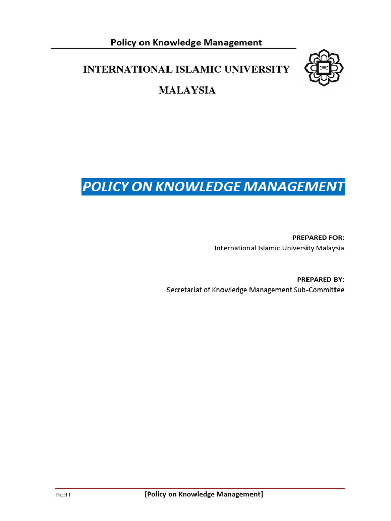 IIUMLib Knowledge Management Policy | PDF | Knowledge Management | Policy
