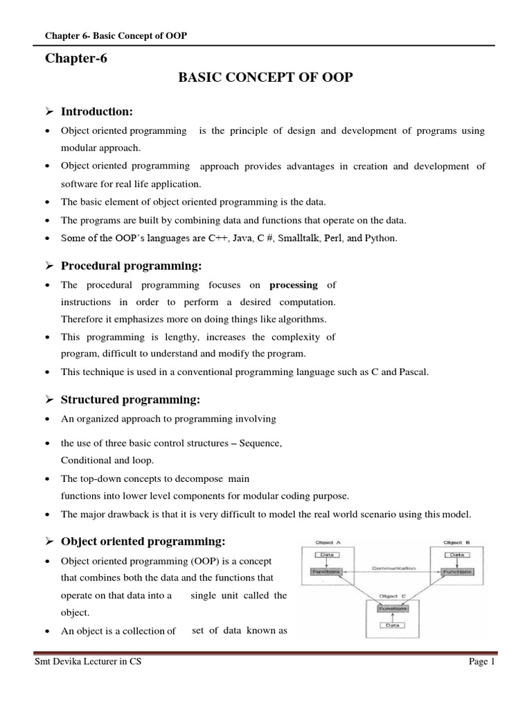 Basic Concept Of Oops Pdf Object Oriented Programming Class 7532