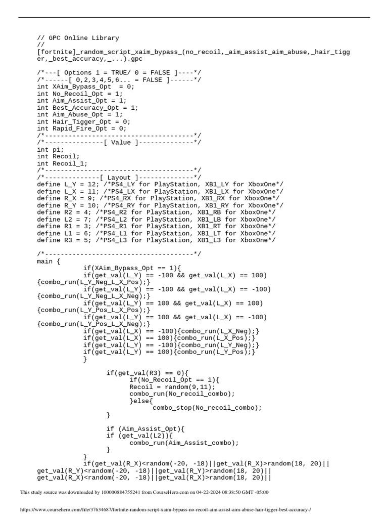 Fortnite Random Script Xaim Bypass No Recoil Aim Assist Aim Abuse Hair Tigger Best Accuracy . | PDF