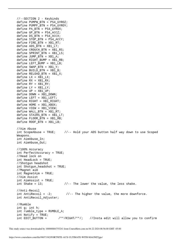 Fortnite Keybinds & Aim Assist Guide | PDF