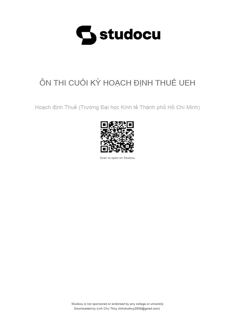 On Thi Cuoi Ky Hoach Dinh Thue Ueh | PDF