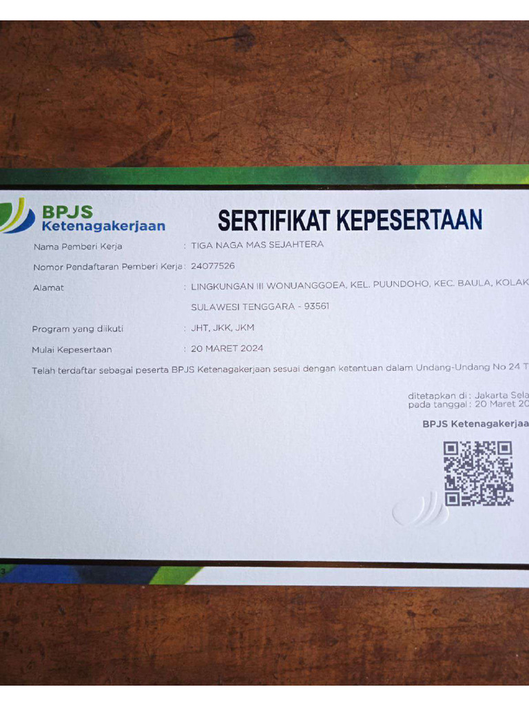 sertifikat bpjs | PDF