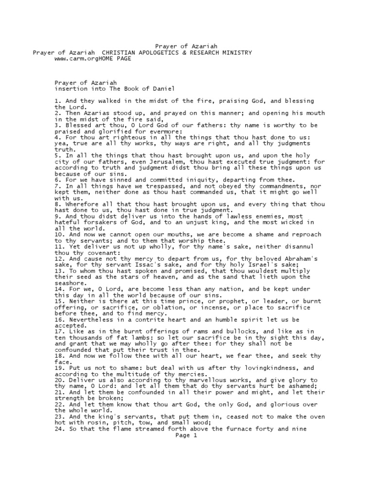 Prayer of Azariah | PDF | Sacrifice | Last Judgment
