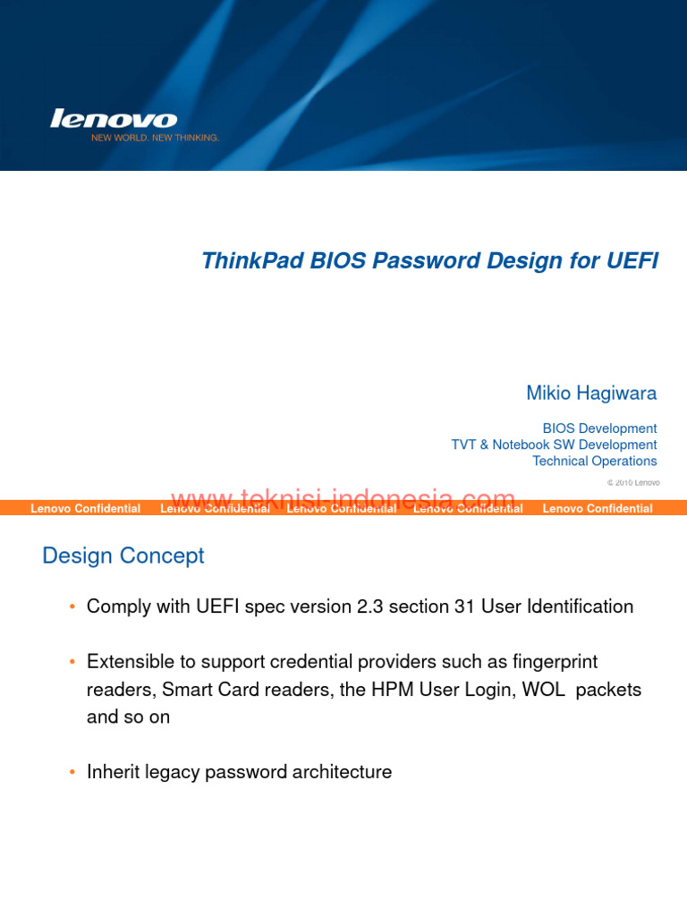 ThinkPad BIOS Password UEFI Design | PDF | Bios | Solid State Drive