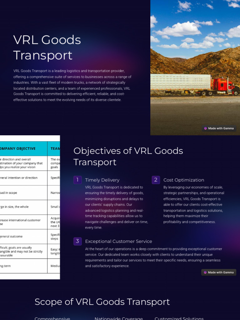 VRL Goods Transport | PDF | Logistics | Transport