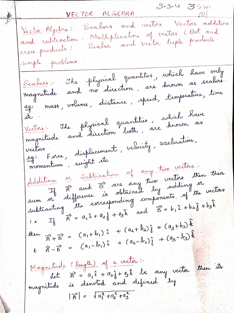 Vector Algebra | PDF