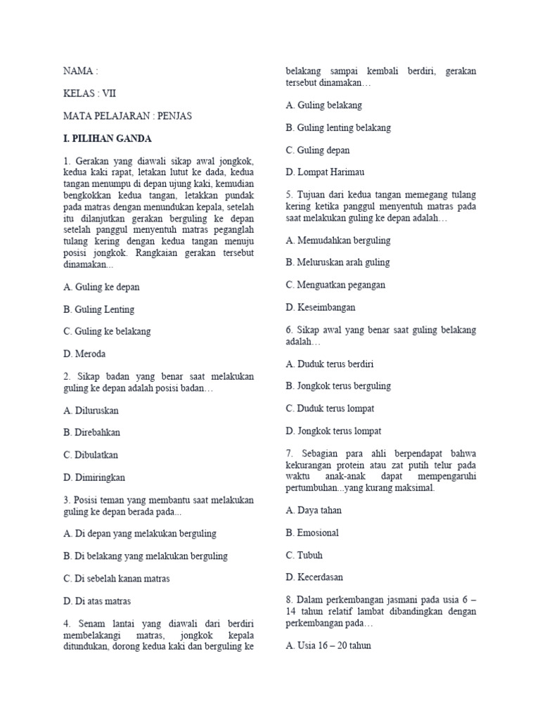 Uts Penjas (2) | PDF