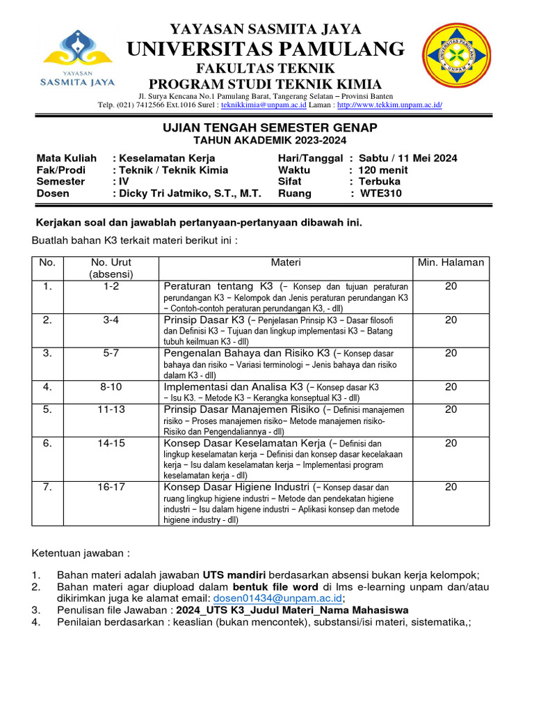 UTS-K3-Mod1-11 Mei 2024-B | PDF | Seni | Teknologi & Rekayasa