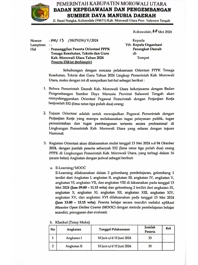 Surat Pemanggiilan Peserta Orientasi 2024 | PDF