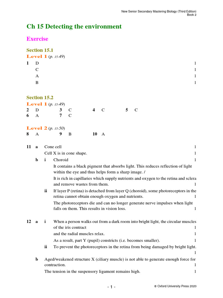 Dse Bio Ch15 Ans | PDF | Auxin | Retina