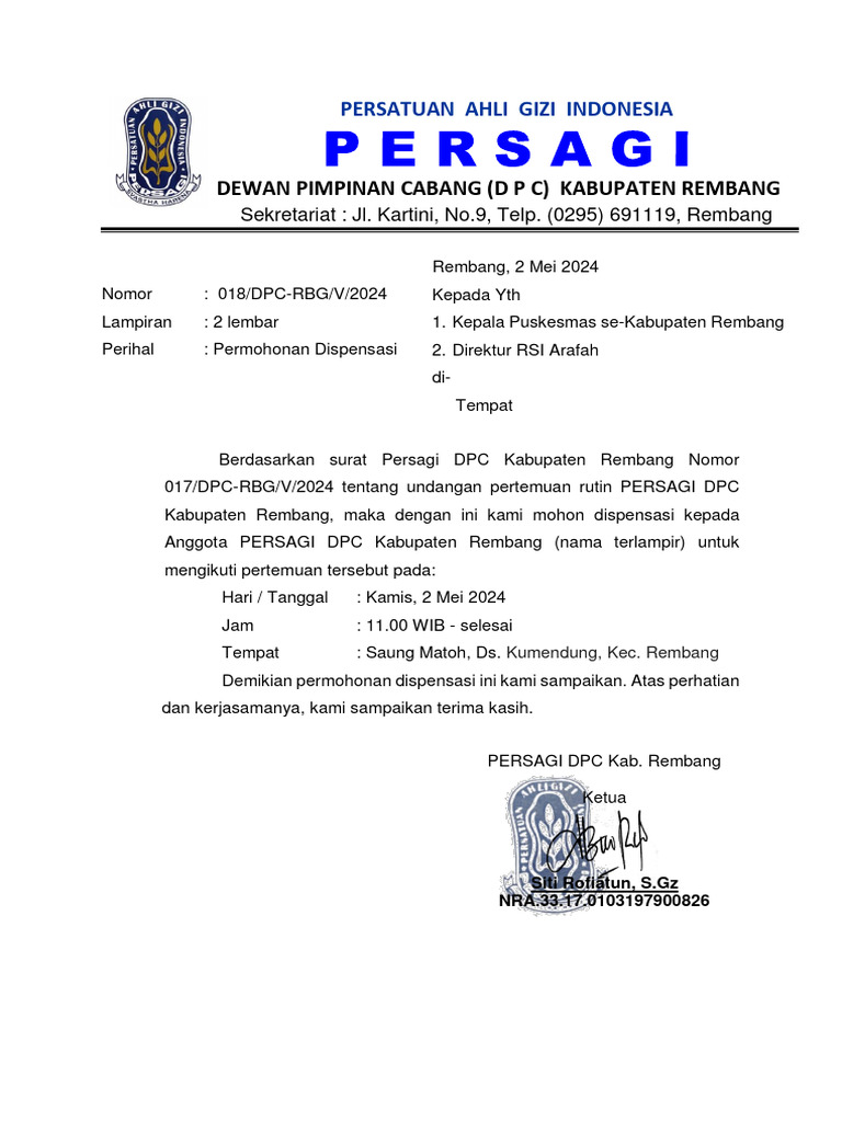 Surat Dispen Dan Sutag 2 Mei | PDF