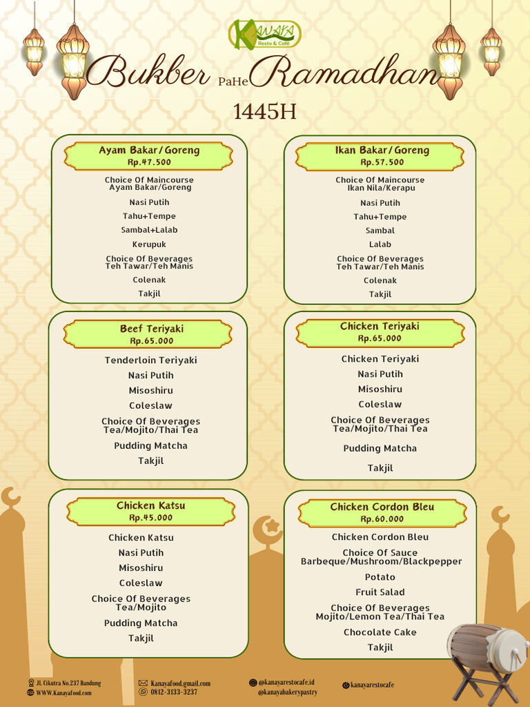 Paket Bukber Kanaya 1445H | PDF | Steak | Thai Cuisine