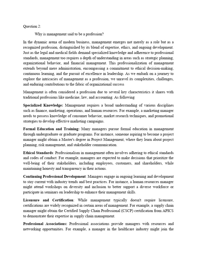 Management Is Profession | PDF | Profession | Professional Certification