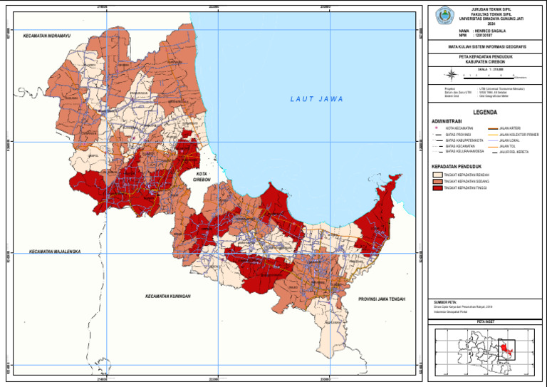 PETA KEPADATAN PENDUDUK KABUPATEN CIREBON | PDF