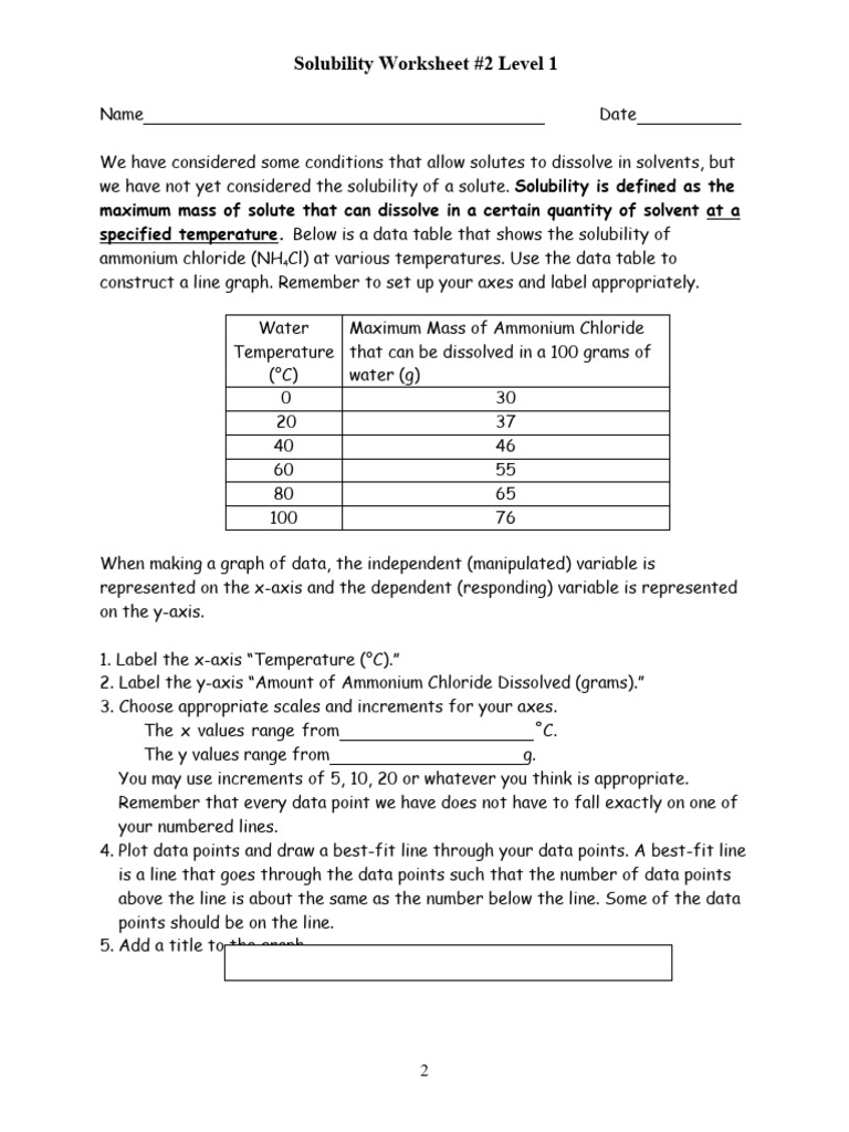Solubility Worksheet 2 | PDF | Salt (Chemistry) | Solubility