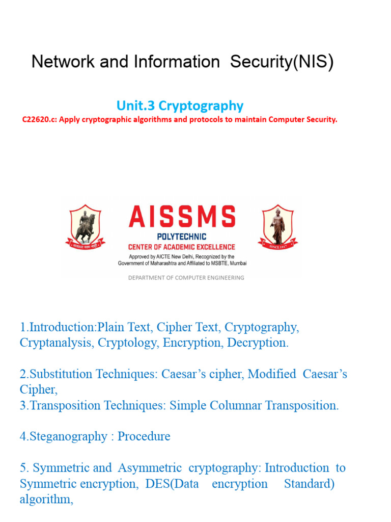 Ch3 NIS | PDF | Cryptography | Encryption