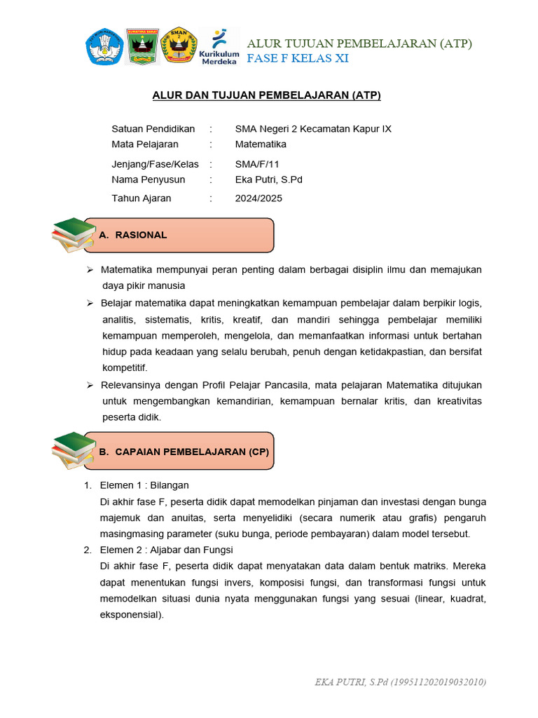 Atp Kumer Kelas Xi 2024-2025 | PDF